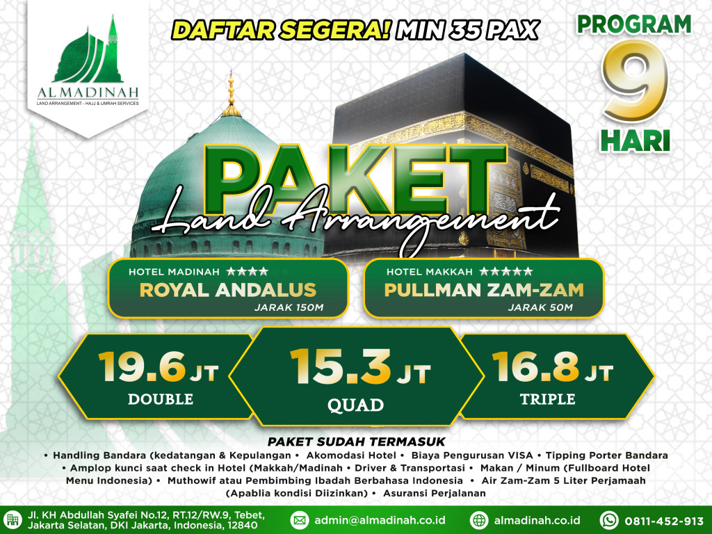 Paket LA Program 9D - Royal Andalus [3N] & Pullman Zamzam [4N] 35 Pax