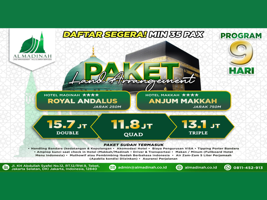 Paket LA Program 9D - ROYAL ANDALUS [3N] & ANJUM MAKKAH [4N]